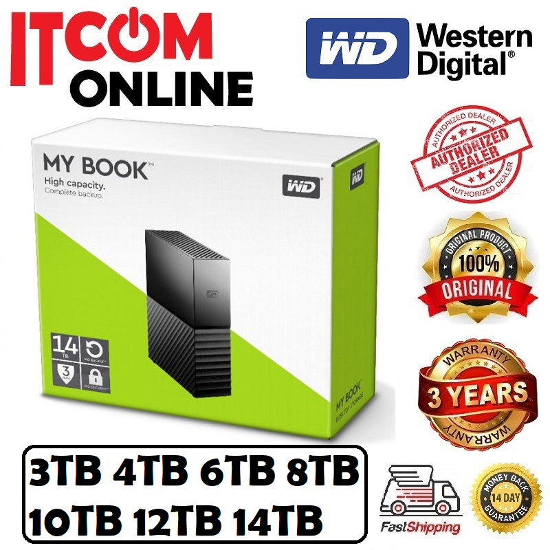 WESTERN DIGITAL MYBOOK 3TB 4TB 6TB 8TB 10TB 12TB 14TB 18TB 3.5" USB3.0 ...