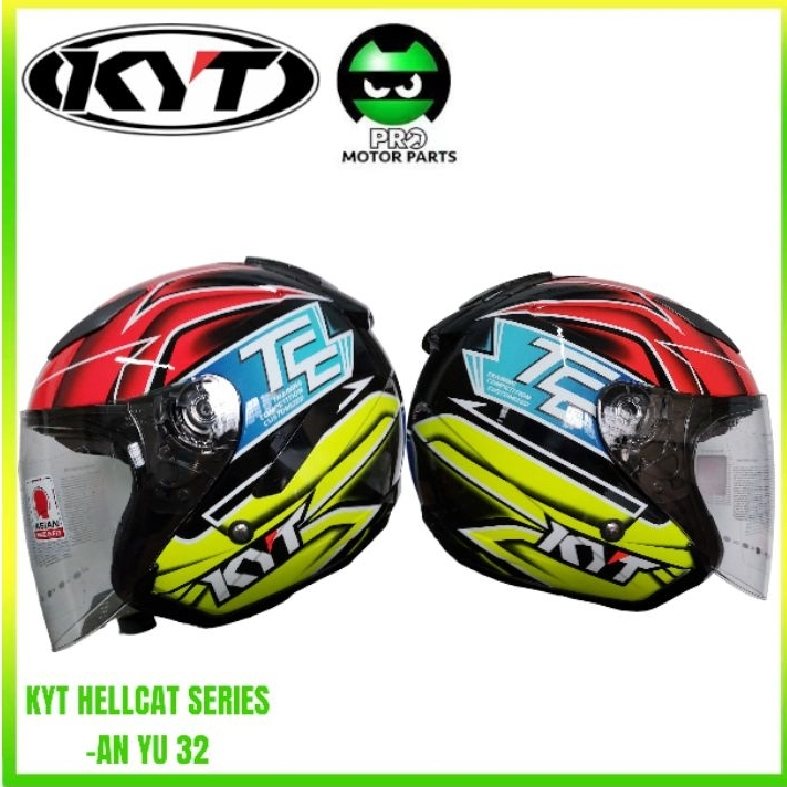 KYT HELLCAT AN YU 32 TOPI KELEDAR KYT OPEN FACE SINGLE VISOR KYT HELMET ...