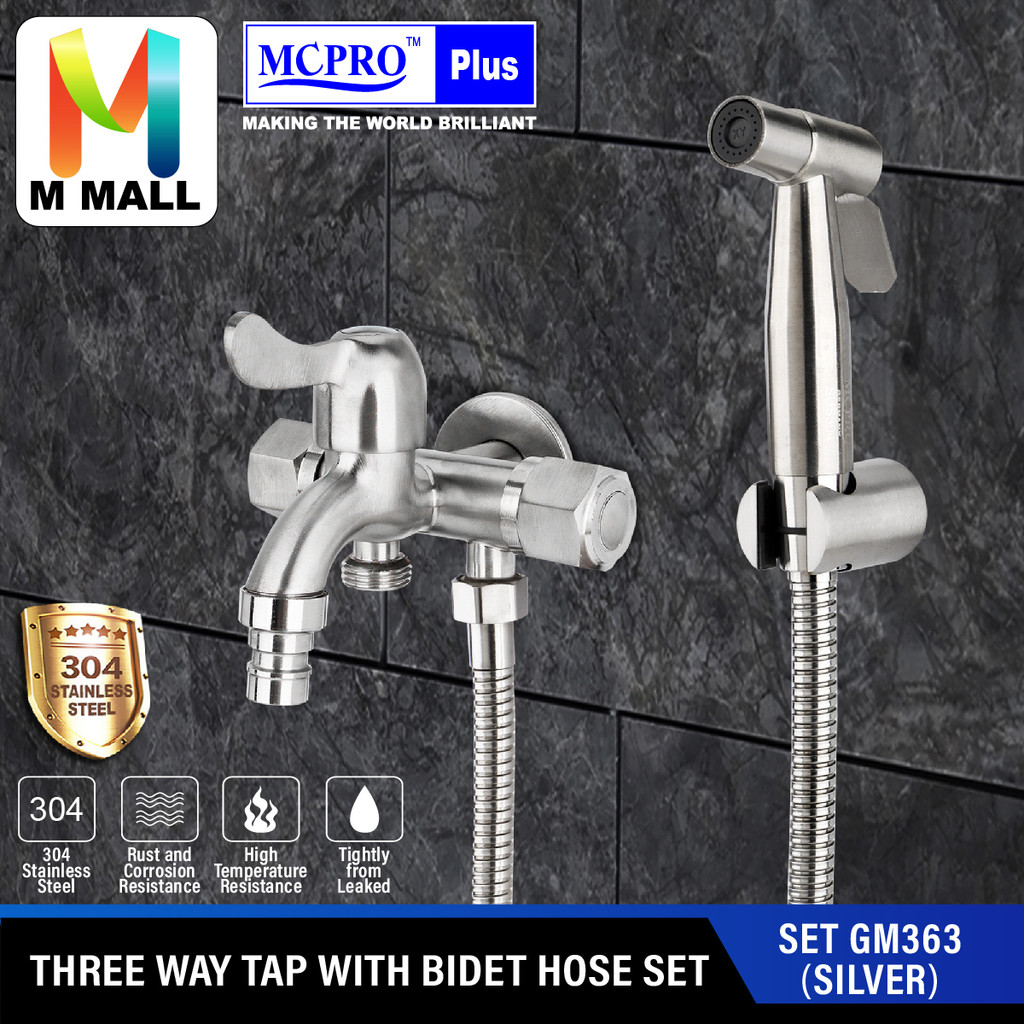 MCPRO SUS304 Stainless Steel Bathroom faucet THREE WAY TAP With Nozzle ...