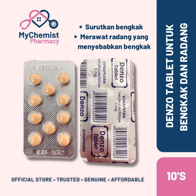Denzo Tablet Serratiopeptidase 5mg 10's (Surut Bengkak) | Shopee Malaysia
