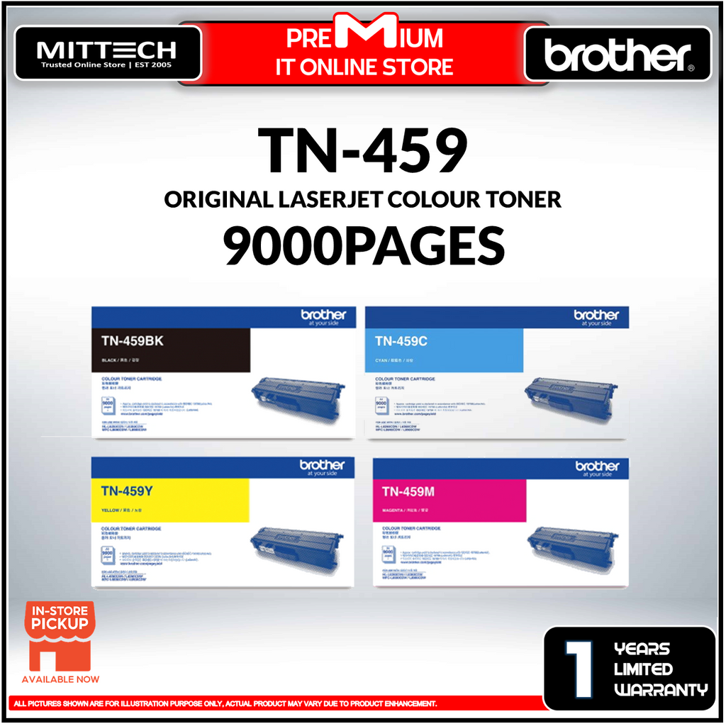 Brother Original TN-459 Toner Black Cyan Magenta Yellow MFC-L8900CDW HL ...