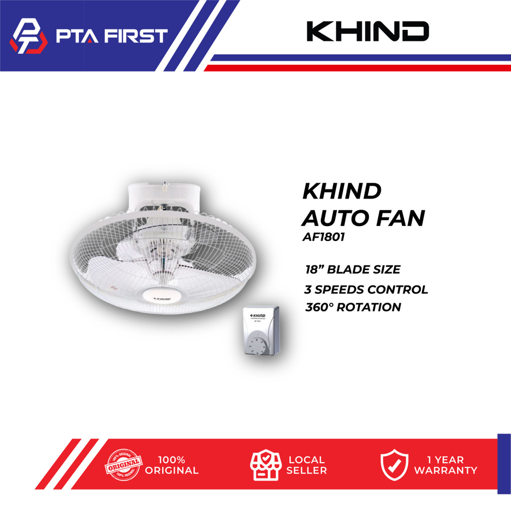 KHIND AF1801 18" AUTO FAN (WHITE) (9557496050657) | Shopee Malaysia