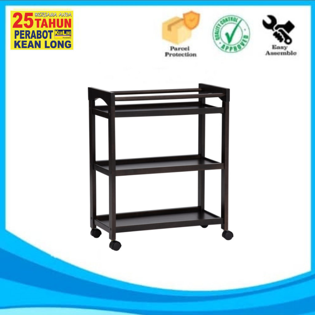 KLSB Troli Kayu / Rak Kayu Beroda / 3 Tier Trolley Storage Rack / Rak ...