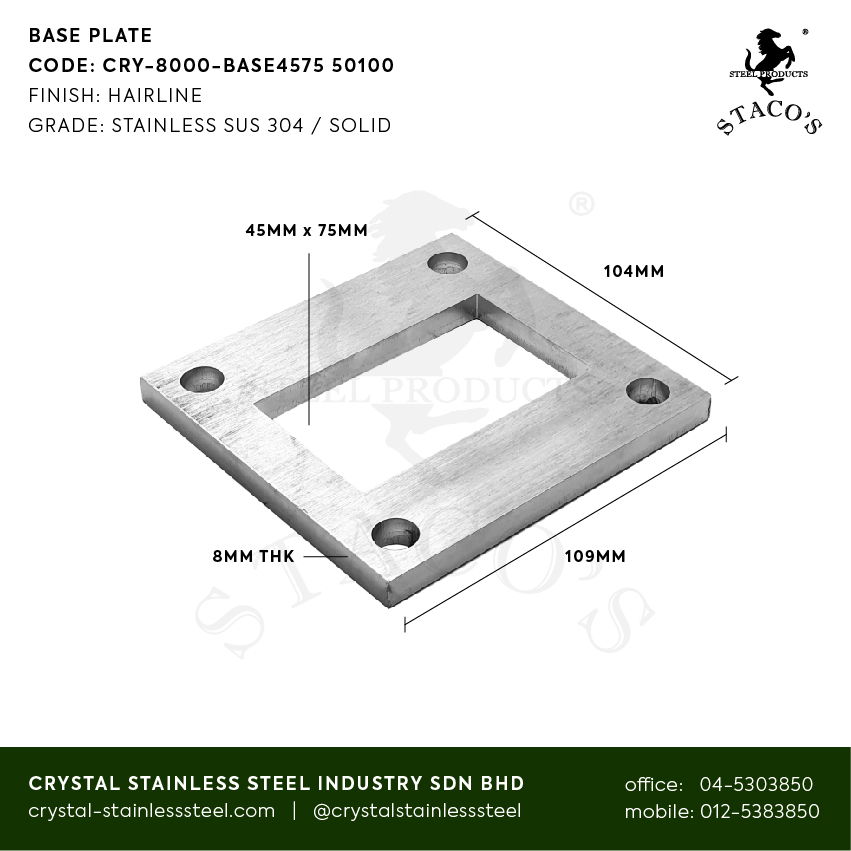 STACOS Stainless Steel 304 Base Plate Balustrade Baluster Staircase ...