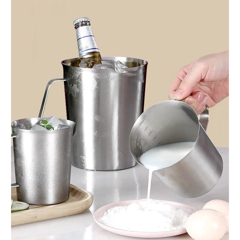 Stainless Steel Measuring Jug Volume Cup Pitcher Milk Frothing Coffee ...