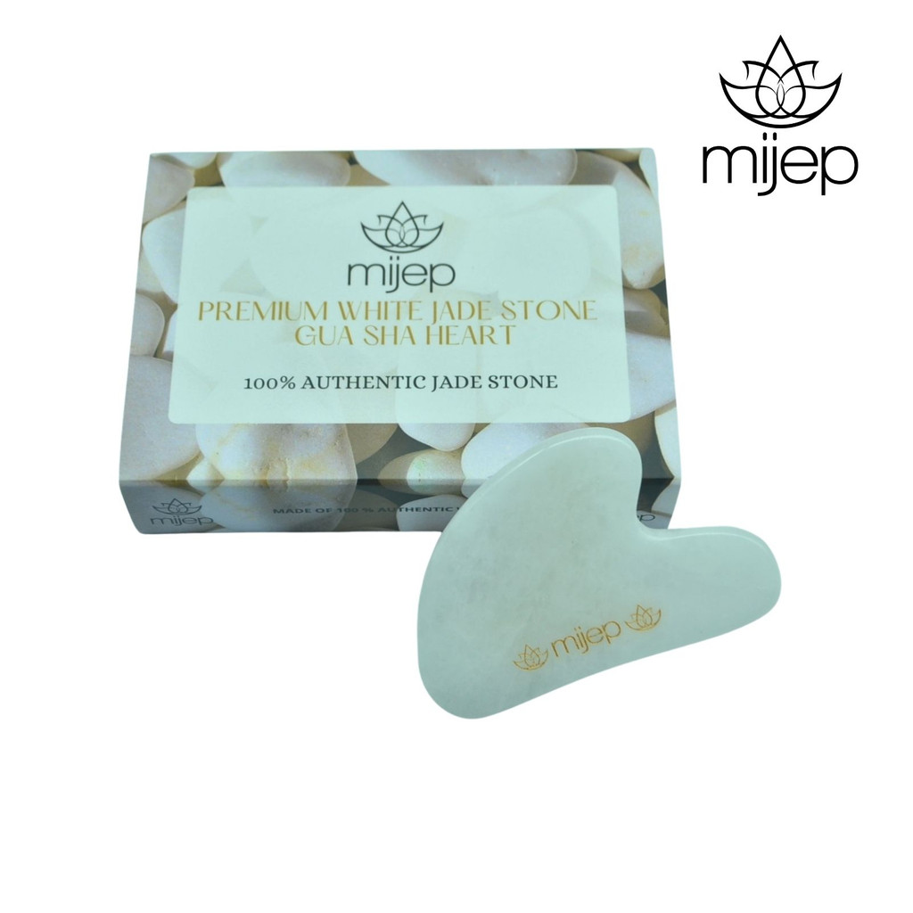 White Jade Gua Sha - Heart shaped gua sha facial massage made from 100% ...