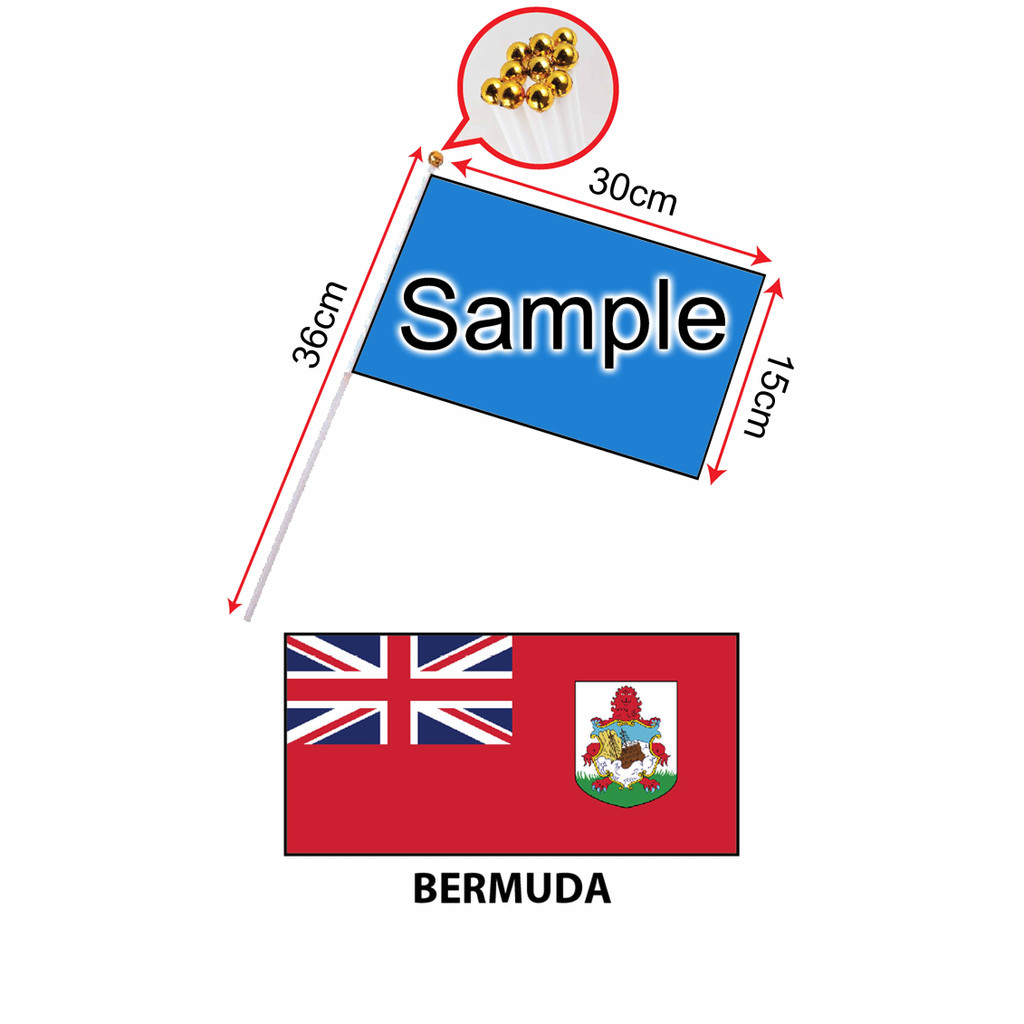 Bermuda Hand Flag With Stick (15x30cm)/ Bendera Tangan Dunia Bermuda (15x30cm) | Shopee Malaysia