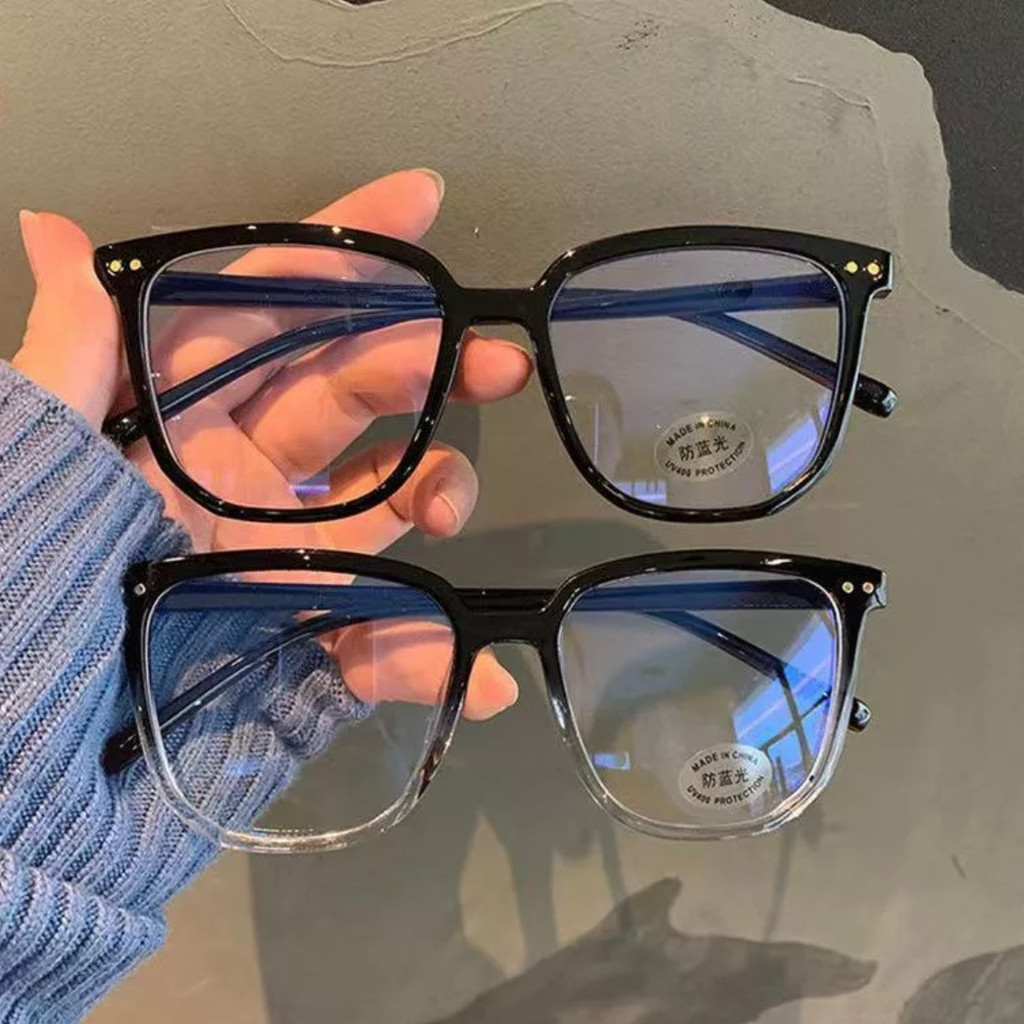 Fashion Korean Style Oversized Square Clear Frame Eyeglasses Anti-Blue ...