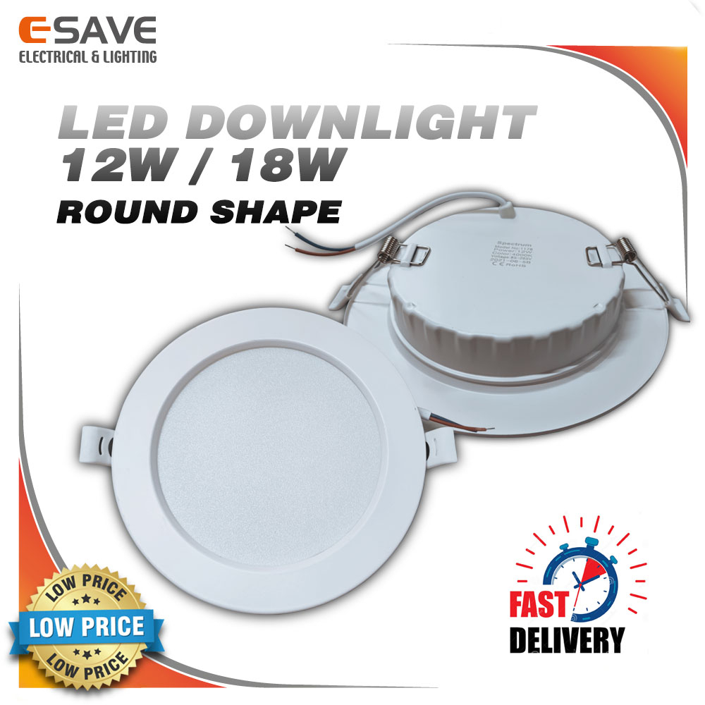 LED DOWNLIGHT 12W & 18W ROUND DAYLIGHT 6400K COOL WHITE 4000K WARM ...