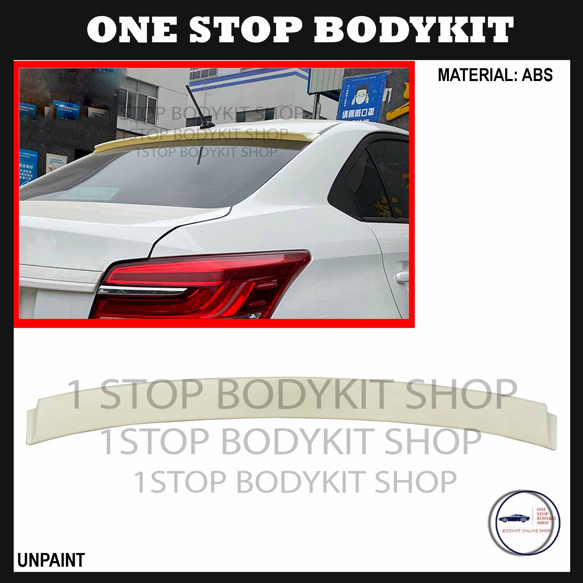 TOYOTA VIOS 2015-2018 REAR WINDOW ROOF WING SPOILER ABS SKIRT LIP ...