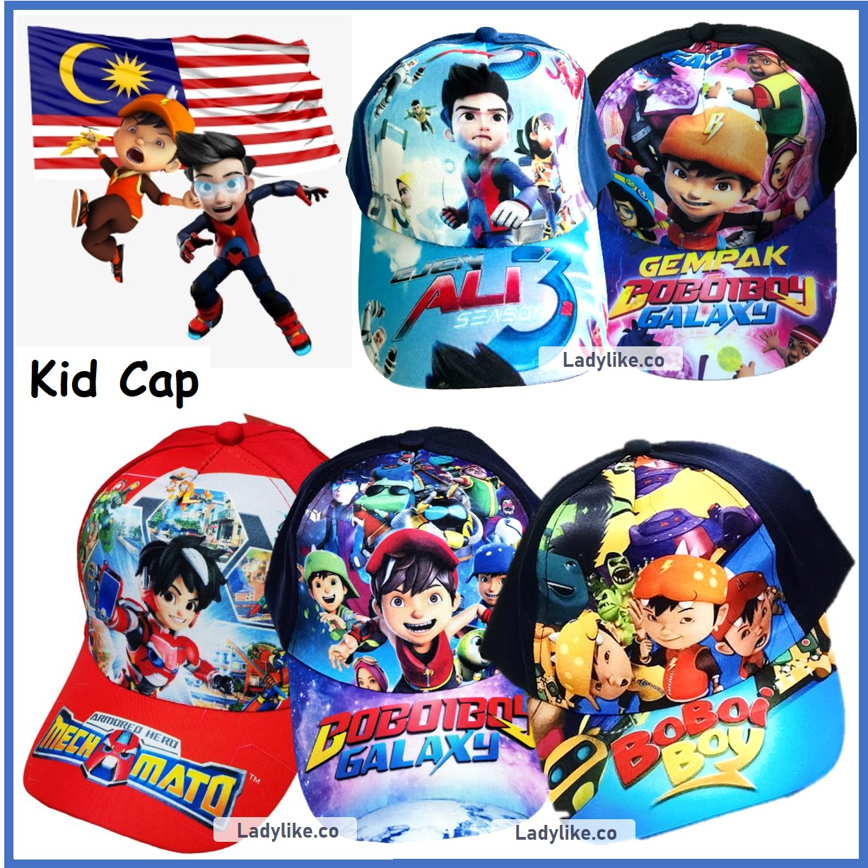 Kid Cap Malaysia Cartoon Ejen Ali Boboiboy Cotton Outdoor Sun Cap Sukan ...