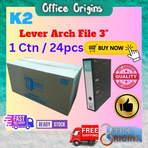 K2 Lever ARCH File 3" (8998) 1 BOX 24 PCS with Index Divider Document ...