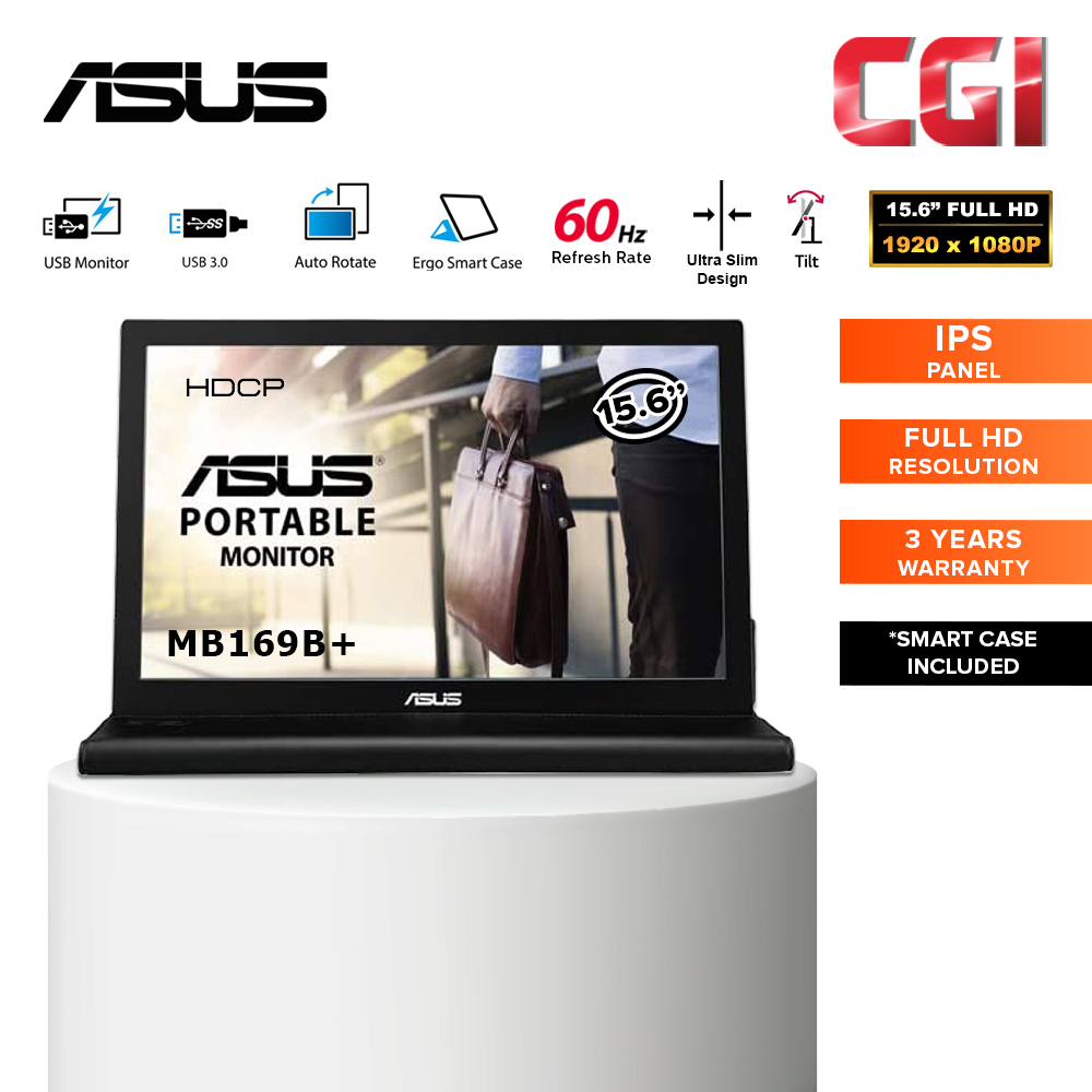 Asus MB169B+ FHD IPS Auto-Rotatable UltraSlim & Light Portable USB ...