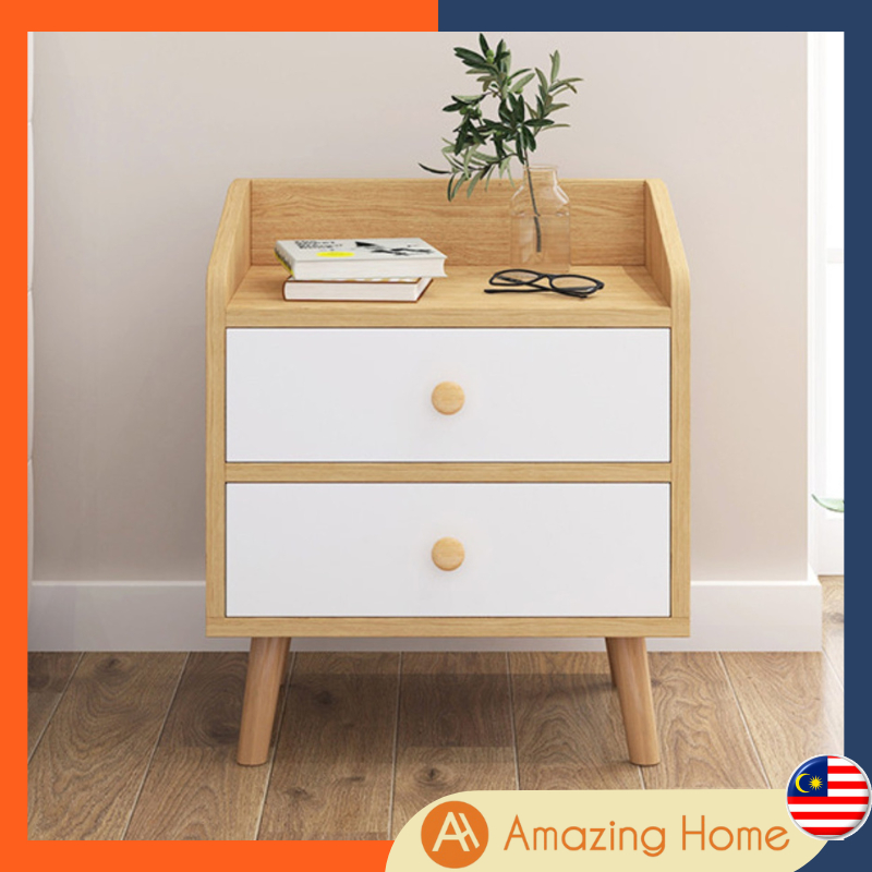 AmazingHome Stylish Bedside Cabinet Bedside Table Side Table Meja Sisi ...