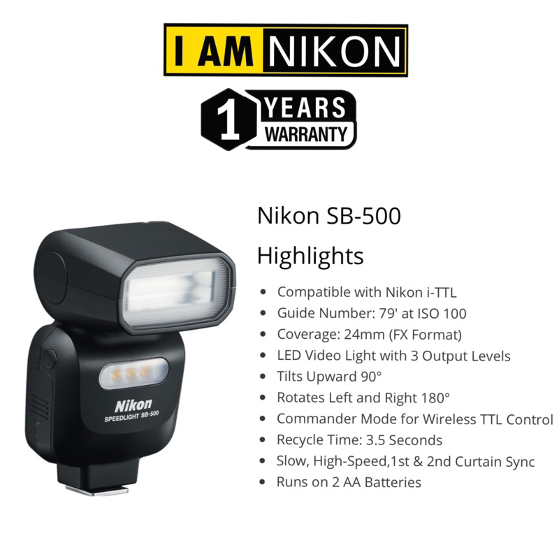 Nikon SB-500 AF Autofocus speedlite original ITTL (1 years warranty ...