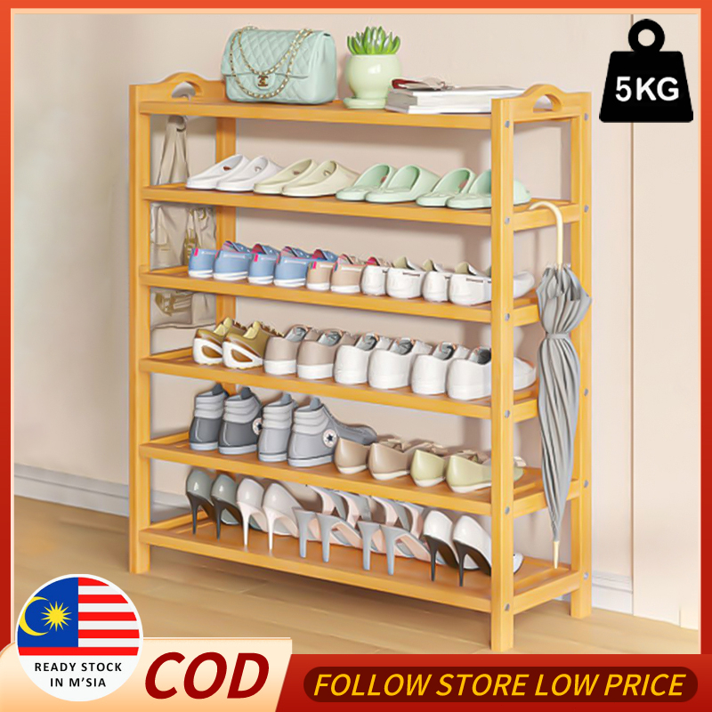 Bamboo Shoe Rack Multifunctional Organizer Shoe Rack Rak Kasut Kayu ...