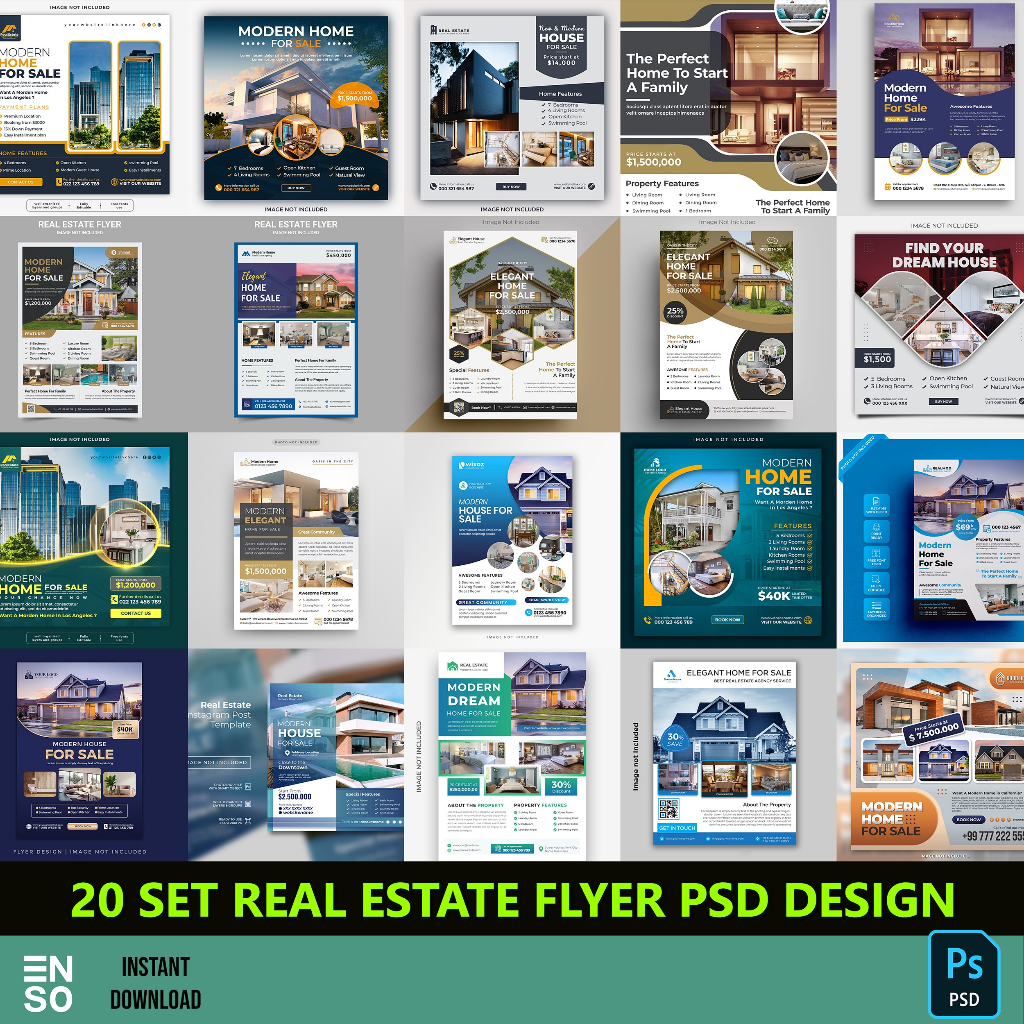 20-Set REAL ESTATE Flyer Template Design | Editable Property Flyers ...
