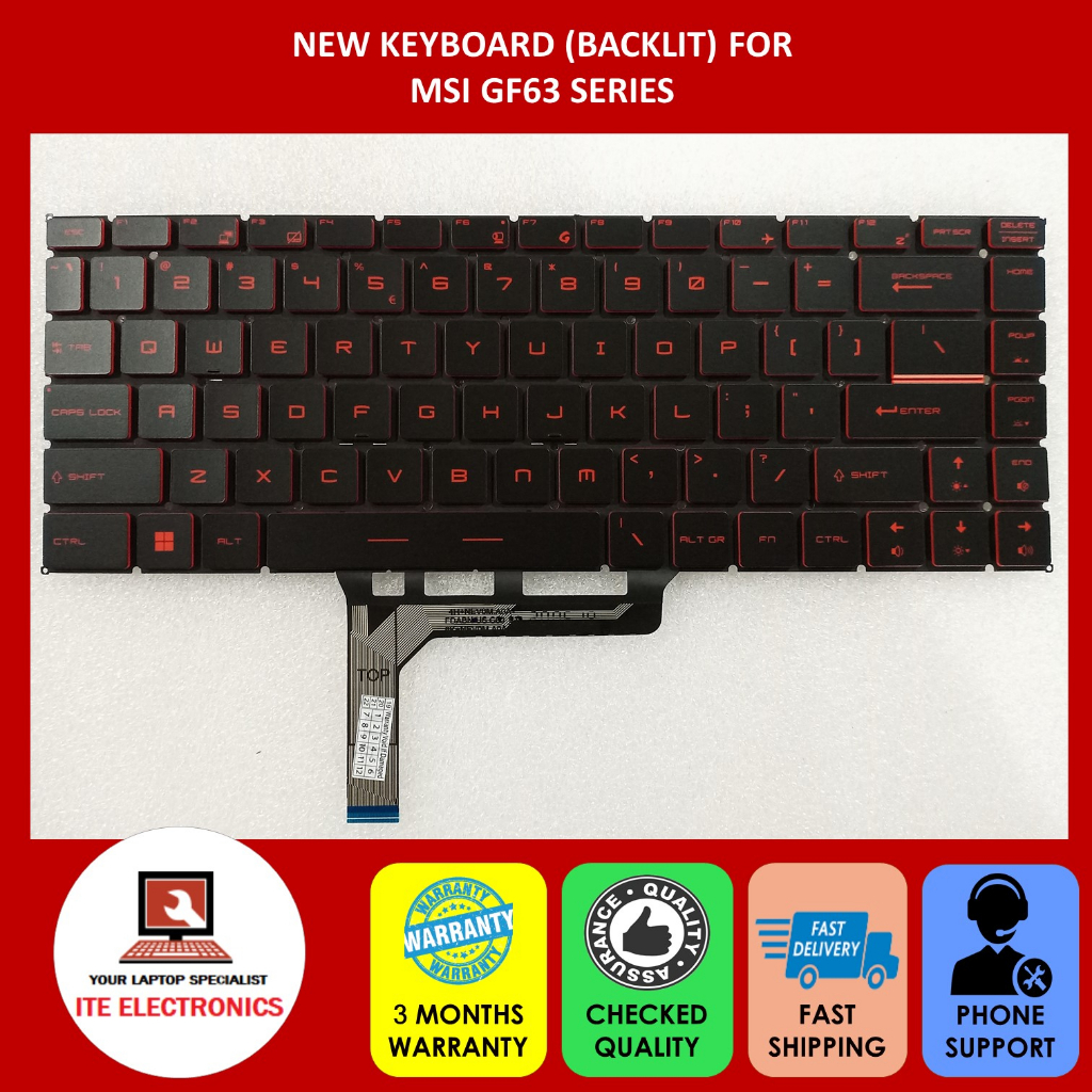 NEW MSI GF63 8RC 8RD MS-16R1 MS-16R4 SERIES BACKLIT KEYBOARD | Shopee ...