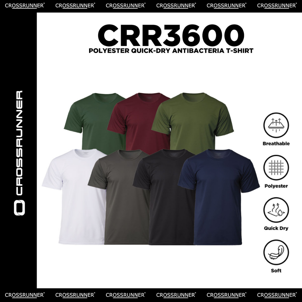 CROSSRUNNER Microfiber Quick Dry Round Neck Plain Jersey Sport Training ...