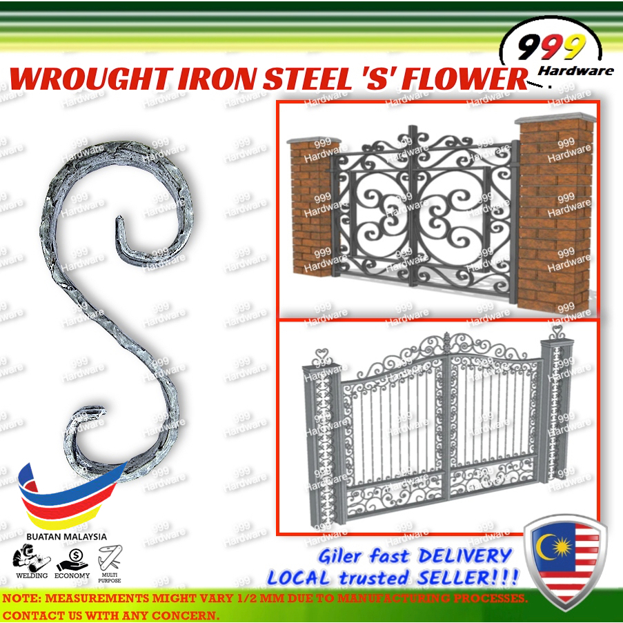 999 WROUGHT IRON S 6" x 3" STEEL FLOWER / PAGAR S BUNGA / WROUGHT IRON ...