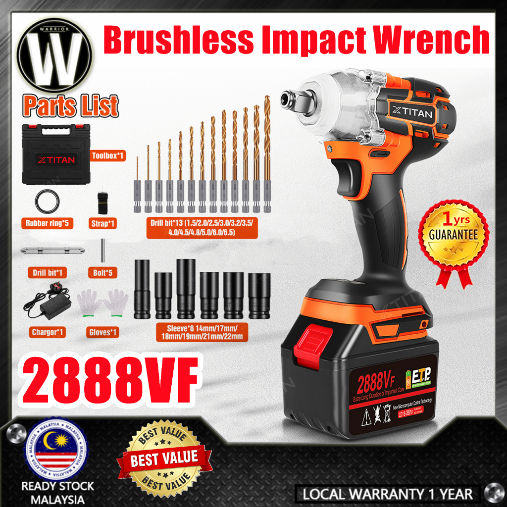 WARRIOR`🧤 2888VF Impact Wrench Brushless Cordless Electric Wrench Power ...
