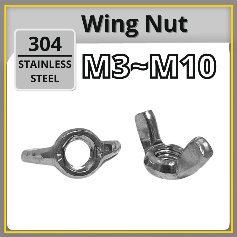Wing Nut DIN315 AF | SUS 304 Stainless Steel Grade A2-70 | M3 M4 M5 M6 ...