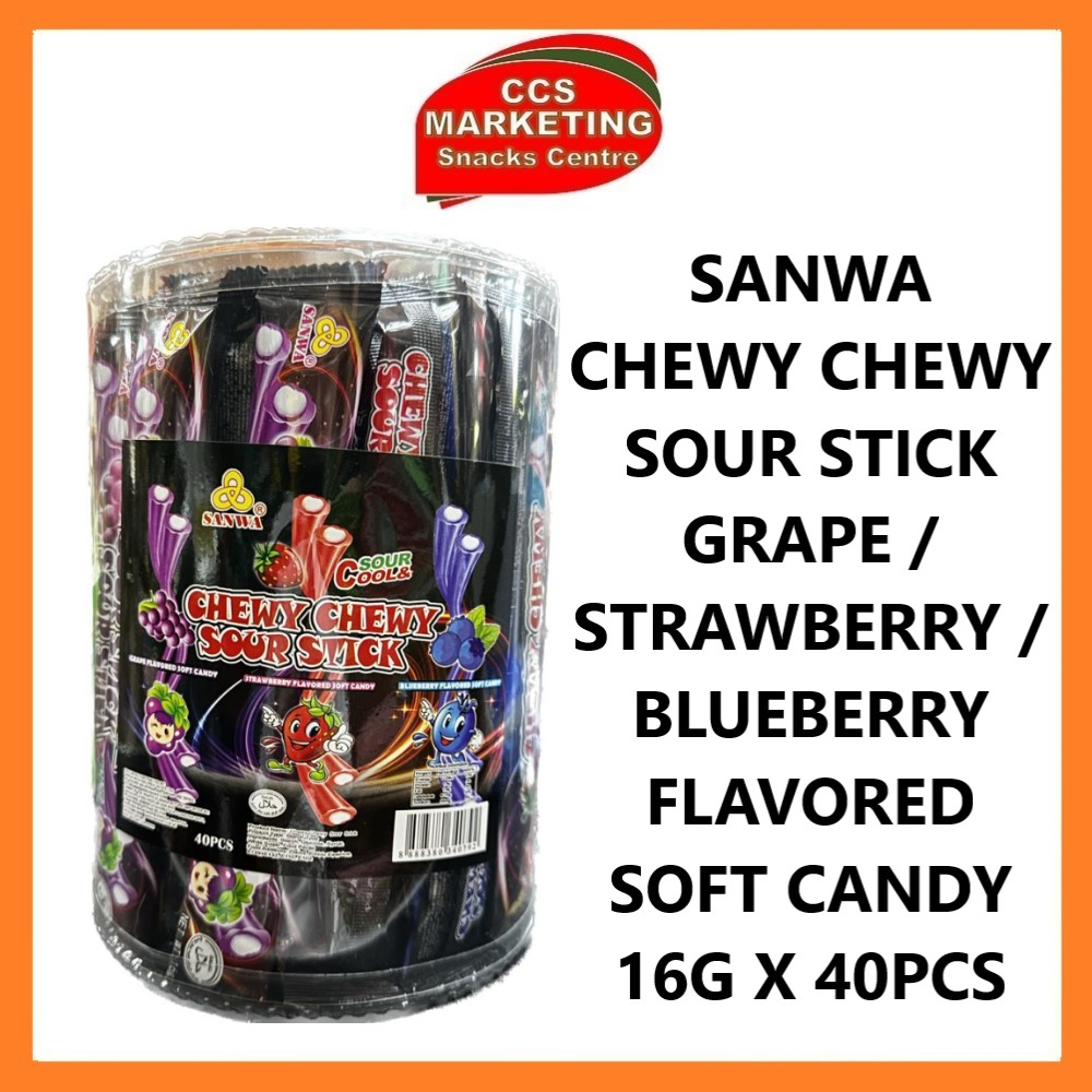 CCS Sanwa Chewy Chewy Sour Stick Grape / Strawberry / Blueberry ...