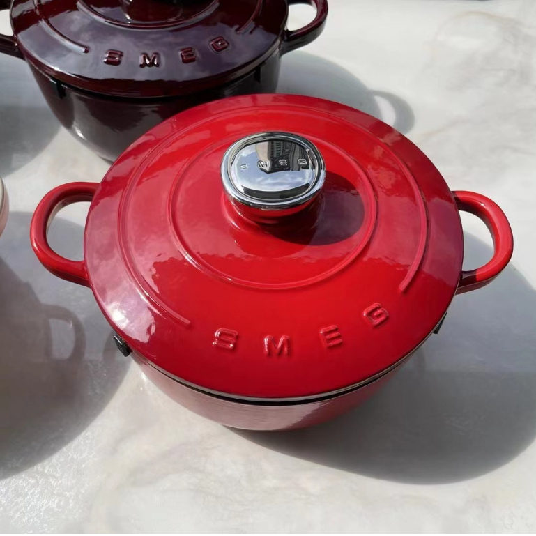 🔥SMEG Enamel Pot Soup Pot 24cm Large Capacity Soup Pot Double Ear ...