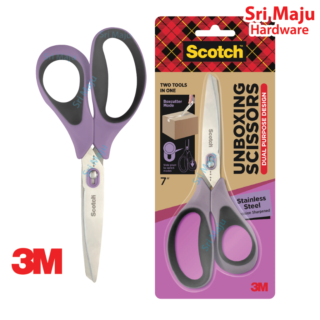 MAJU 3M Scotch 1487 2-in-1 Stainless Steel Unboxing Scissor Dual ...