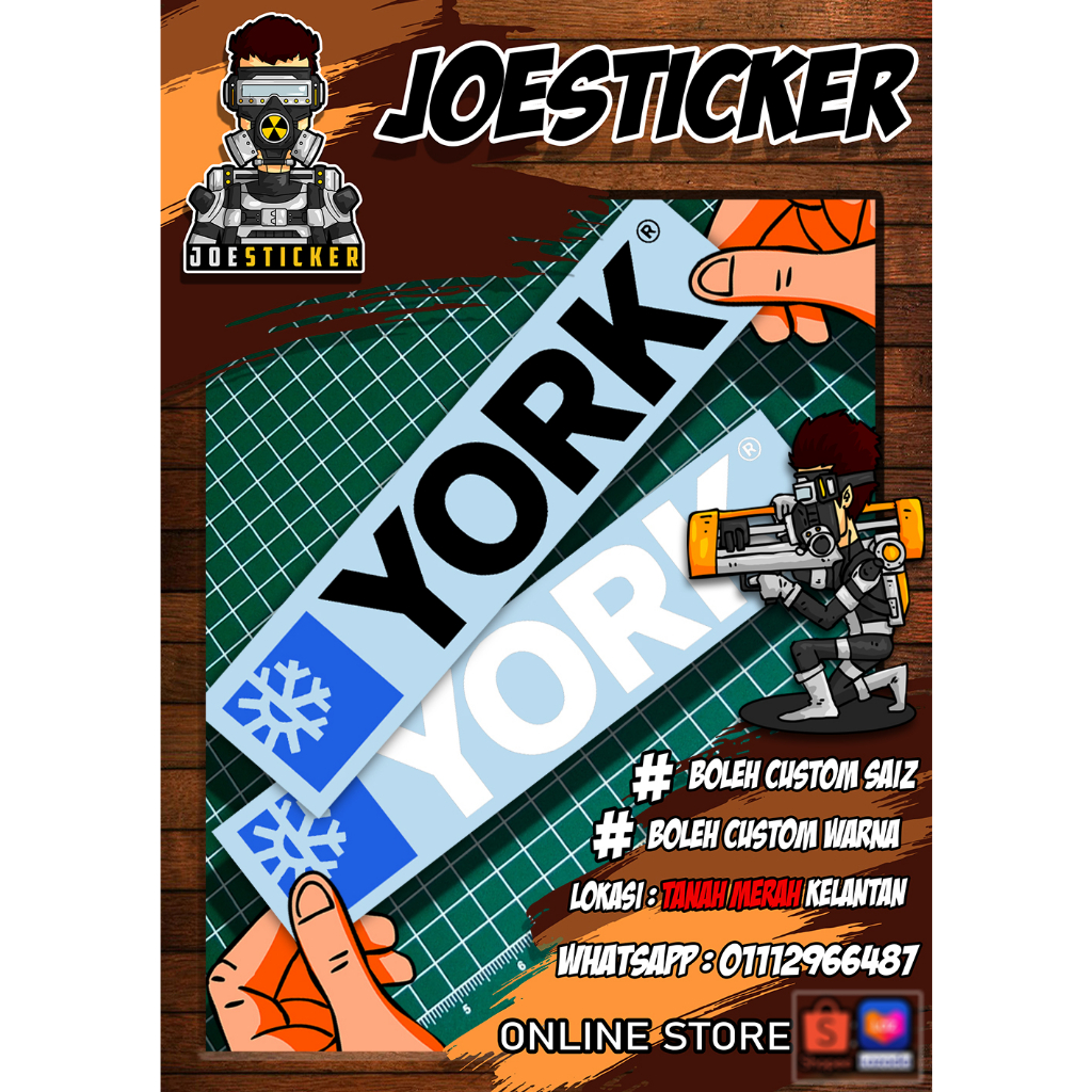 STICKER YORK PELBAGAI SAIZ SANGAT SESUAI DITAMPAL PADA KERETA/VAN/LORI ...