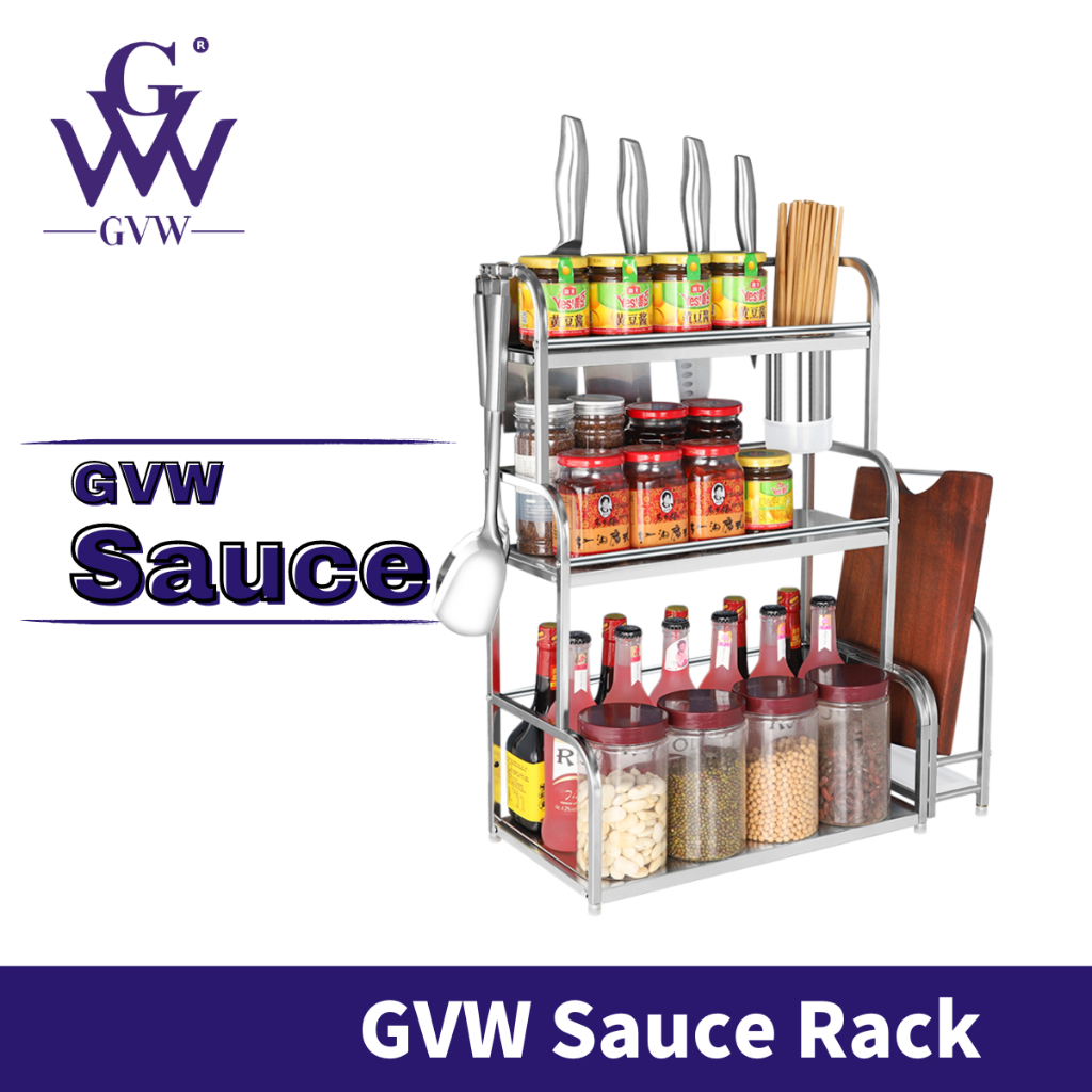 GVW Stainless Steel Sauce Spice Rack Seasoning Multipurpose Organizer ...
