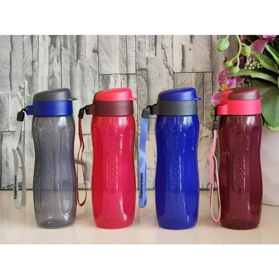 13 Jenis Tupperware Slim Eco Bottle Flip Top Cover with Strap 1L Botol ...