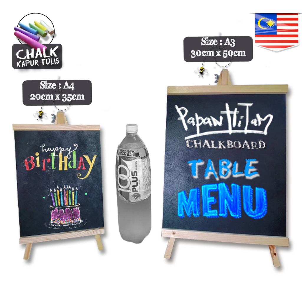 Table Menu Wood ChalkBoard Blackboard Papan Hitam School Office ...