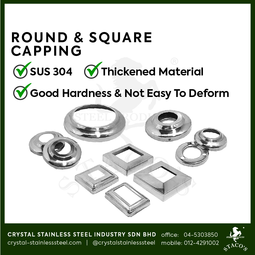 STACOS Stainless Steel 304 Round Square Capping Dome Capping Cap Cover ...