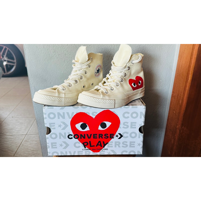 PRE 🖤AUTH CONVERSE CDG HIGH CUT OFF WHITE WITH ORIGINAL BOX | Shopee ...