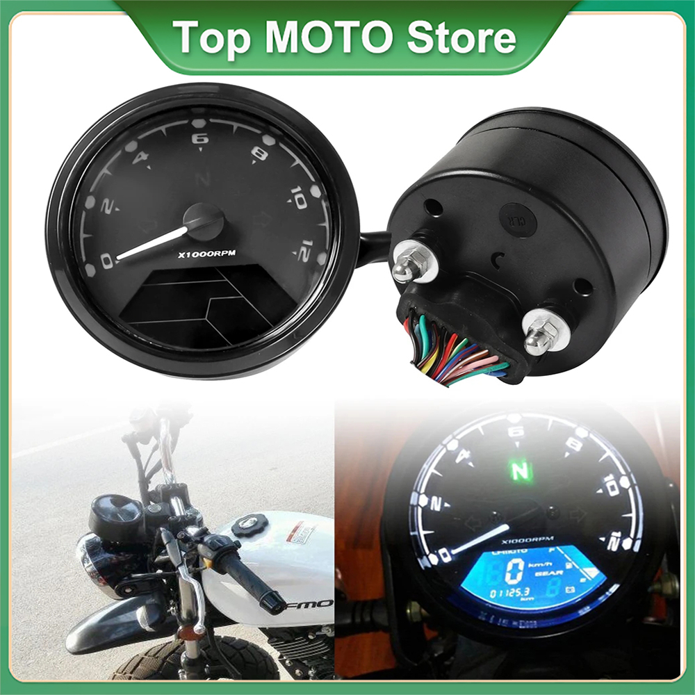 LCD Digital Universal Motorcycle Odometer Speedometer Tachometer ...
