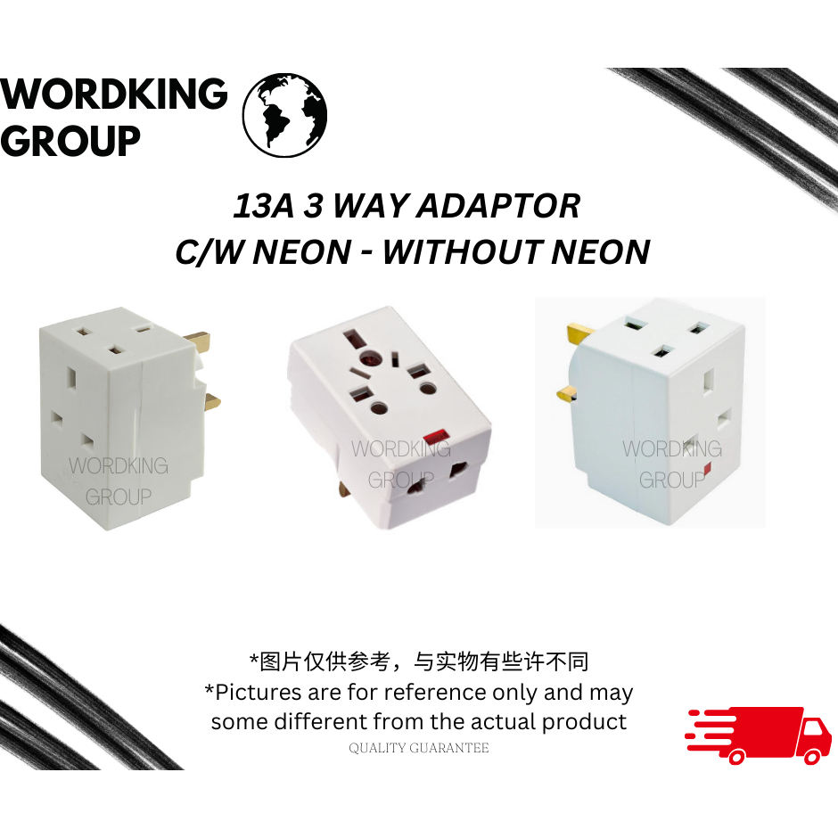Multi Socket Adaptor 13A NEON & without Neon 3 Way SPLITER 2Pin 3Pin ...