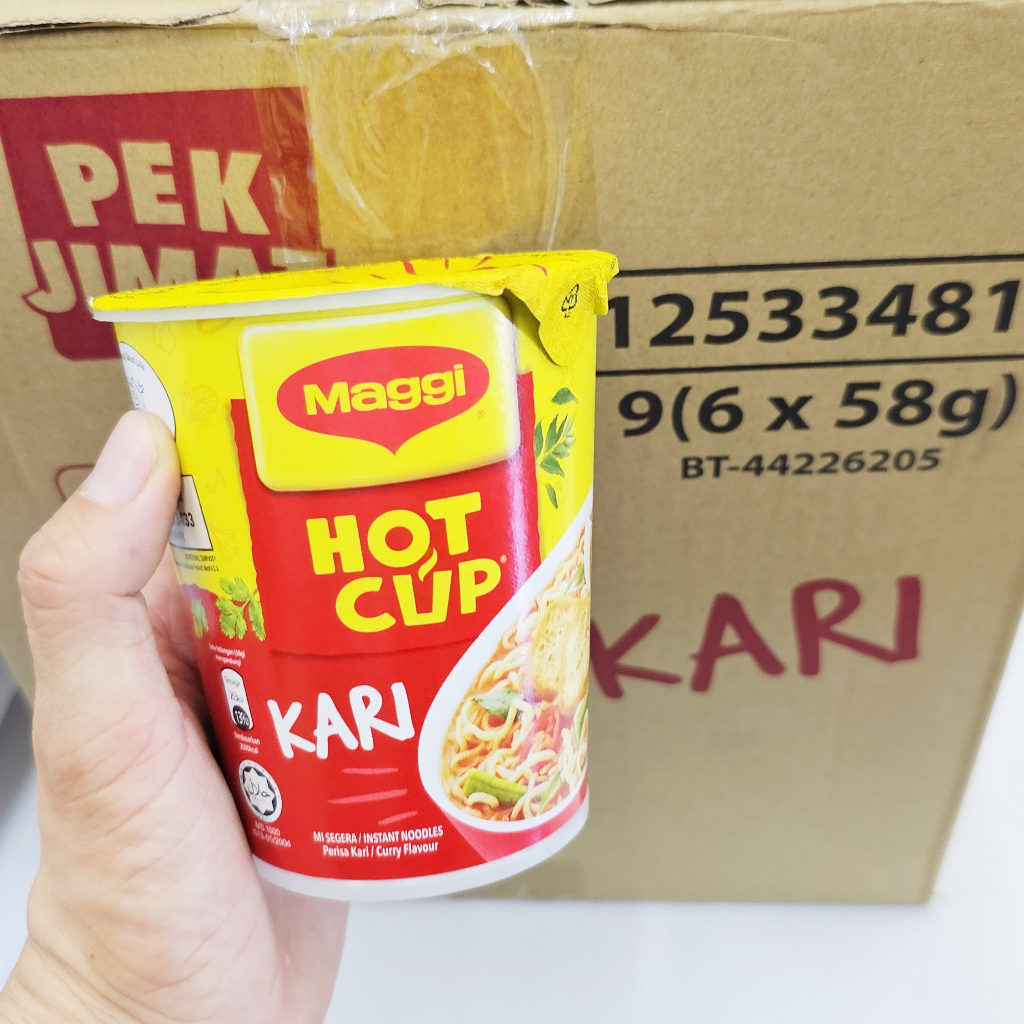 Maggi Hot Cup Kari (1 Carton = 58g x 54 Cups) Curry Flavour | Shopee ...