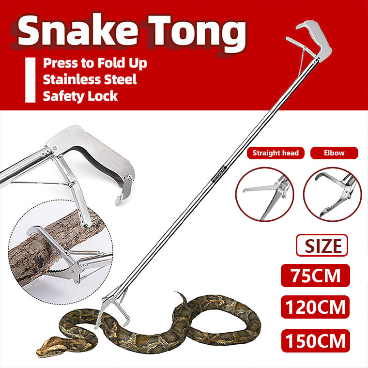 2M/1.5M/1.2M/0.75M Snake Stick Catcher Stainless Steel Snake Tongs ...