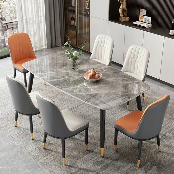 Light Luxury Sintered Stone Dining Table / Marble Dining Table / Meja ...