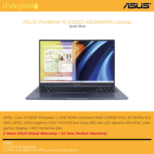 ASUS VivoBook 15 A1502Z-ABQ668WS Laptop (Quiet Blue) | Shopee Malaysia
