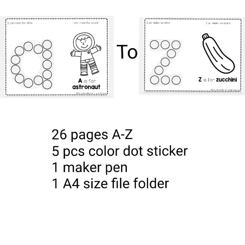 Alphabet Do A Dot Worksheet Montessori Activity Sticker Book Busy Book ...