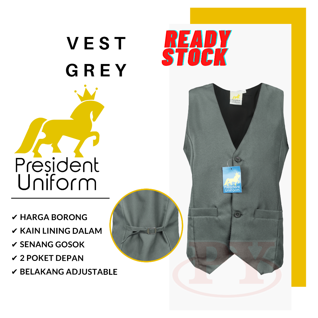 PV009 - VEST GREY PENGAWAS READY STOCK !!! VEST SEKOLAH RENDAH DAN MENENGAH | Shopee Malaysia
