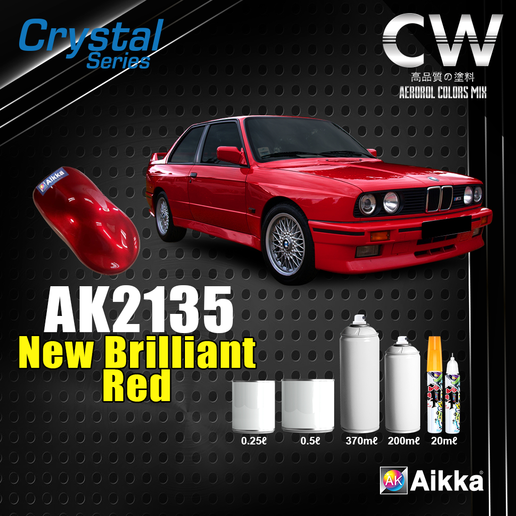 2K Paint 【 AIKKA AK2135 New Brilliant Red 】 CRYSTAL SERIES Colour Car Motor Paint DIY Aerosol ...