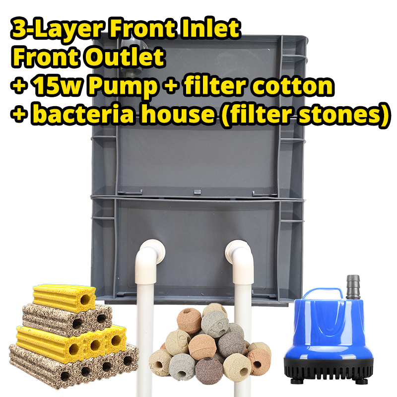 Aquarium Filter Box 3-Layers Filteration System Fish Tank 3-tier Water ...