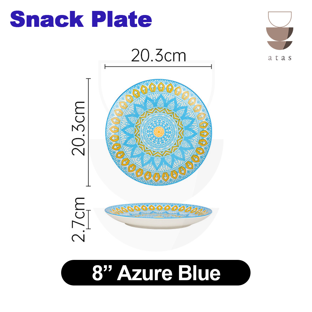 ATAS BOHEMIAN Ceramic Dinner Plate 8inch Round Plates Pinggan Makan ...