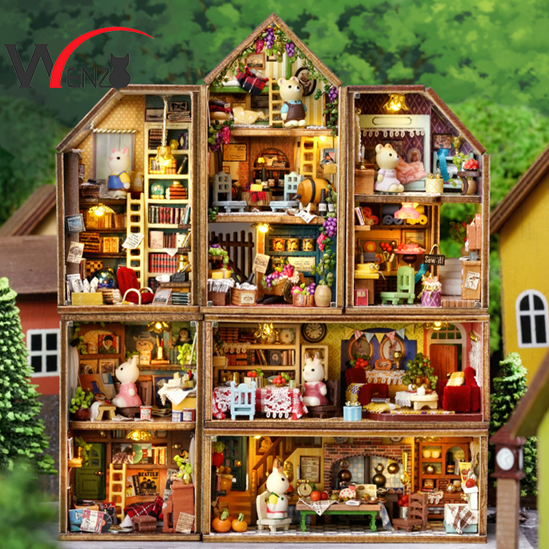 Wenz Mini Rabbit Town Casa Wooden DIY Miniature Doll Houses Miniature ...