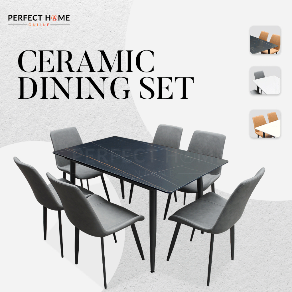 FREE INSTALL Set Meja Makan 6 Kerusi Meja Batu Sintered Stone Dining ...