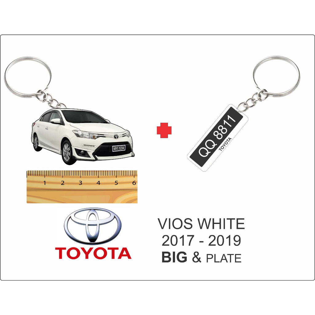 toyota vios white 2017 - 2019 keychain 2d | Shopee Malaysia