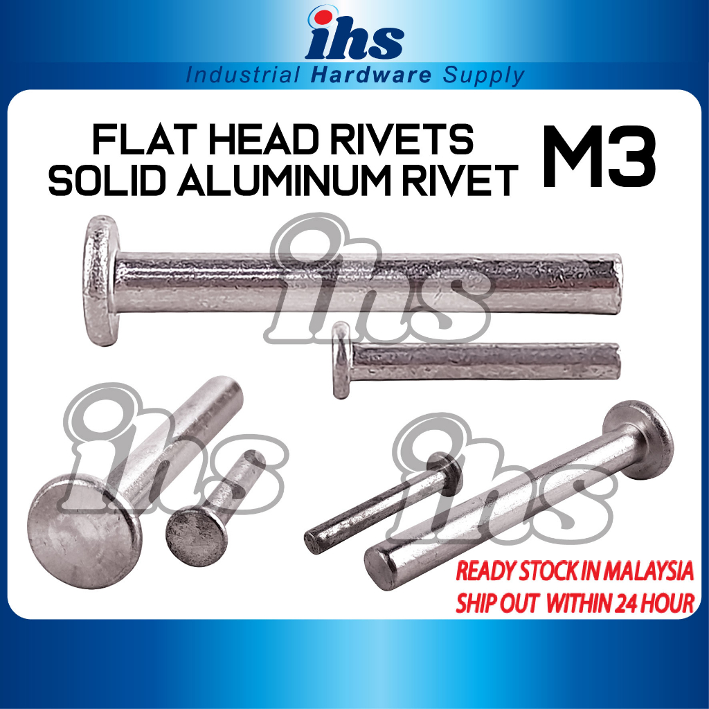 M3 Flat Head Rivets Solid Aluminum Rivet (20PCS) | Shopee Malaysia